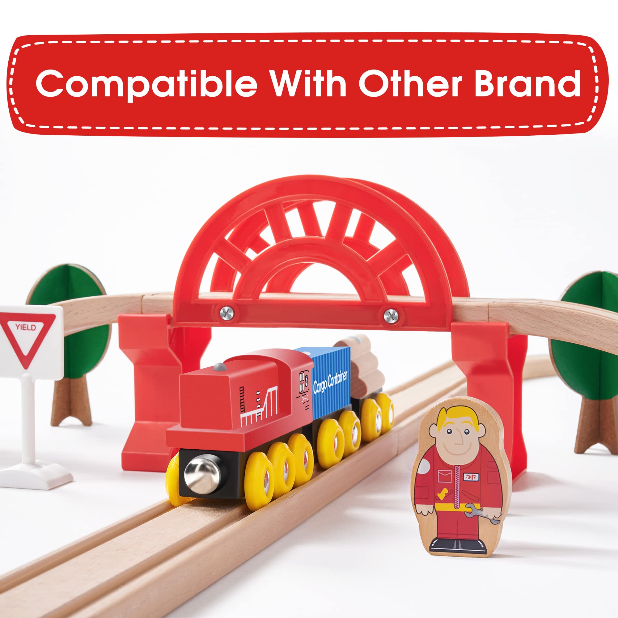 Mua Crane Train Set-55Pcs- Wooden Tracks & Exclusive Crane & Trains ...