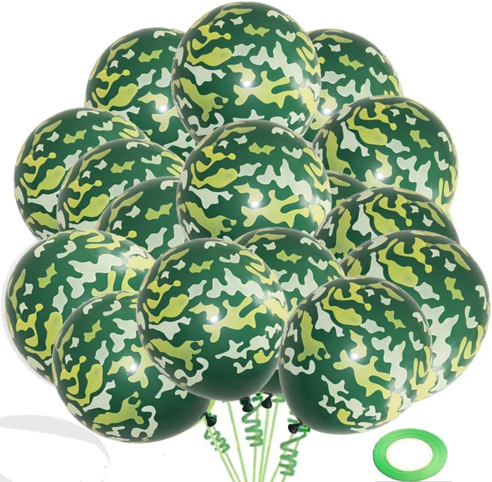 Finypa 70 Pieces Latex Camo Balloons Camouflage Balloons Military ...