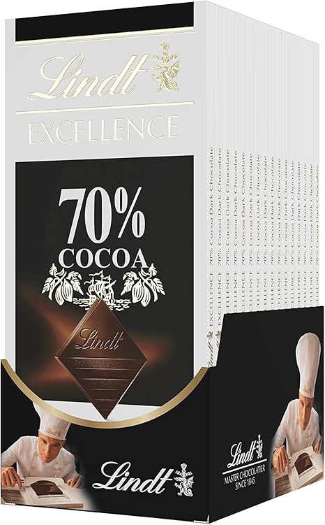Lindt Excellence Bar, 70% Cocoa Smooth Dark Chocolate, Gluten Free, 3.5 ...