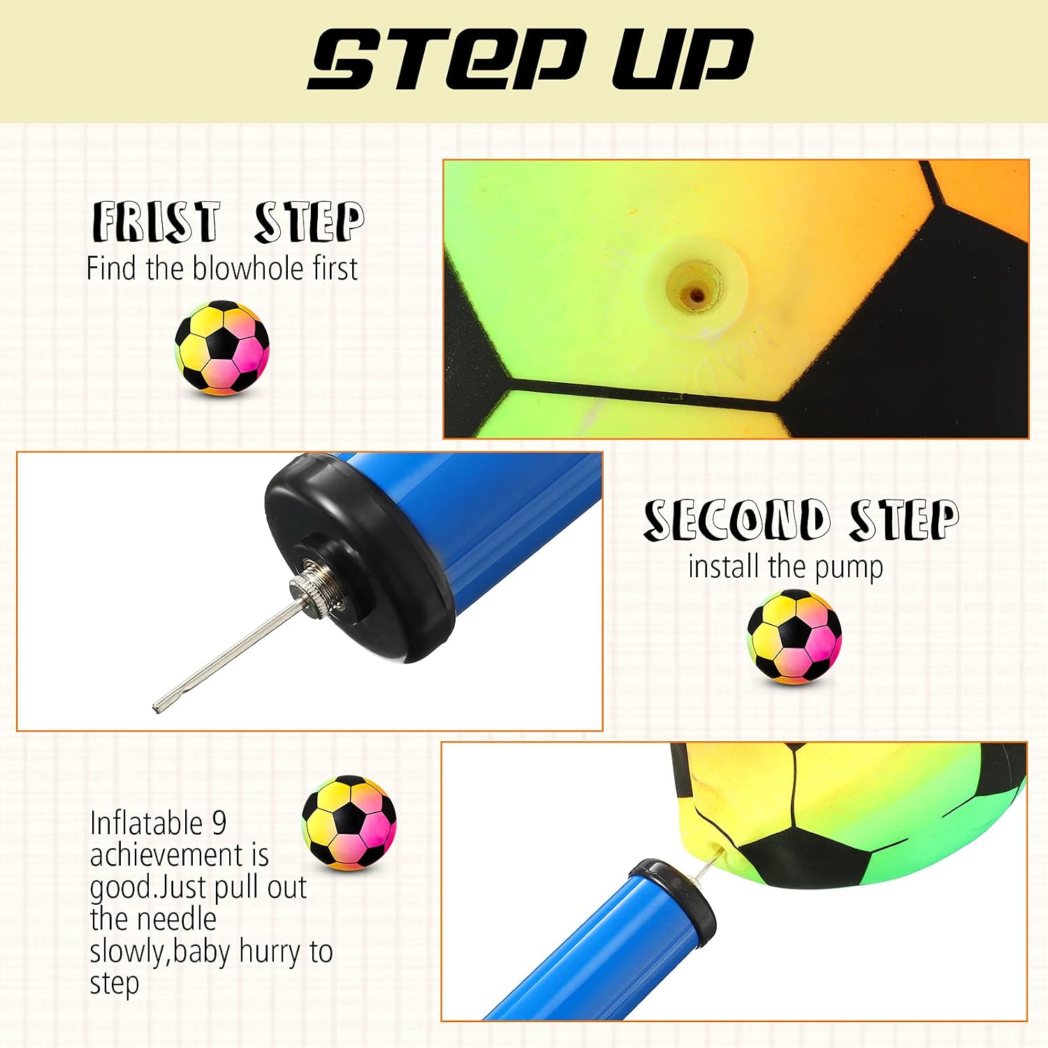 PVC Rainbow Football Inflatable Beach Ball 9 Inch Summer Beach Football ...