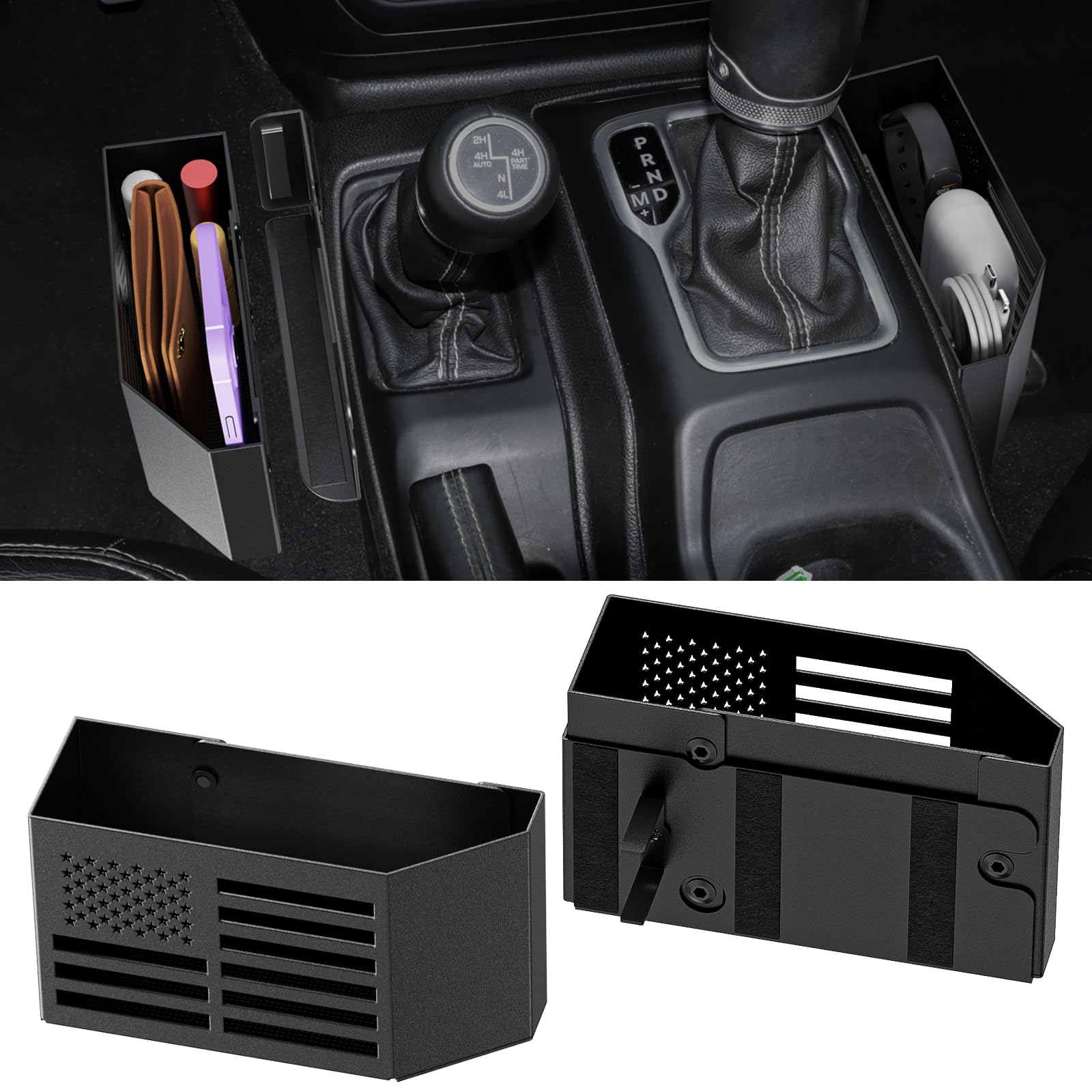 DIAMOOKY Upgraded Metal Magnetic Center Console Organizer for Jeep ...