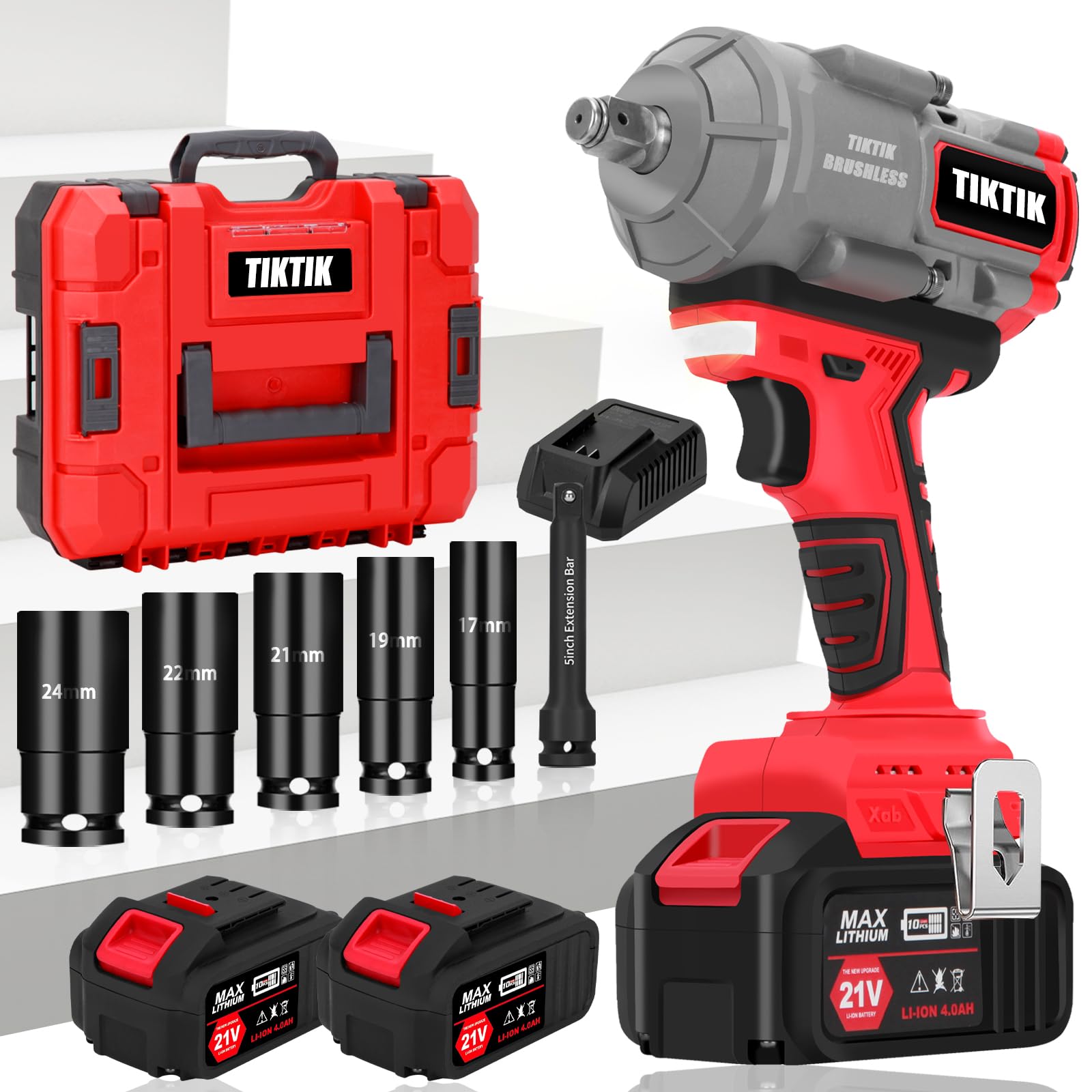 TIKTIK Cordless Impact Wrench,1000Nm (740Ft-lbs) High Torque Brushless ...