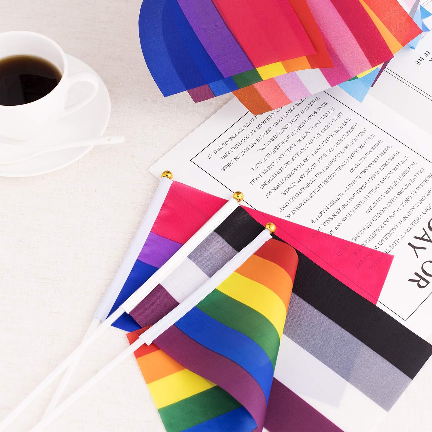 Whaline 60 Pack Rainbow Stick Flags, Gay Pride Small Mini Flags ...
