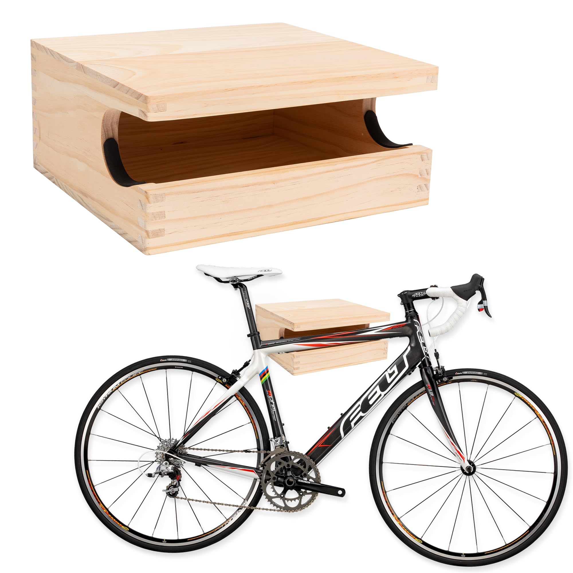 GENMOUS Bike Wall Mount, Bike Hangers for Garage,Wood Bike Wall Rack ...