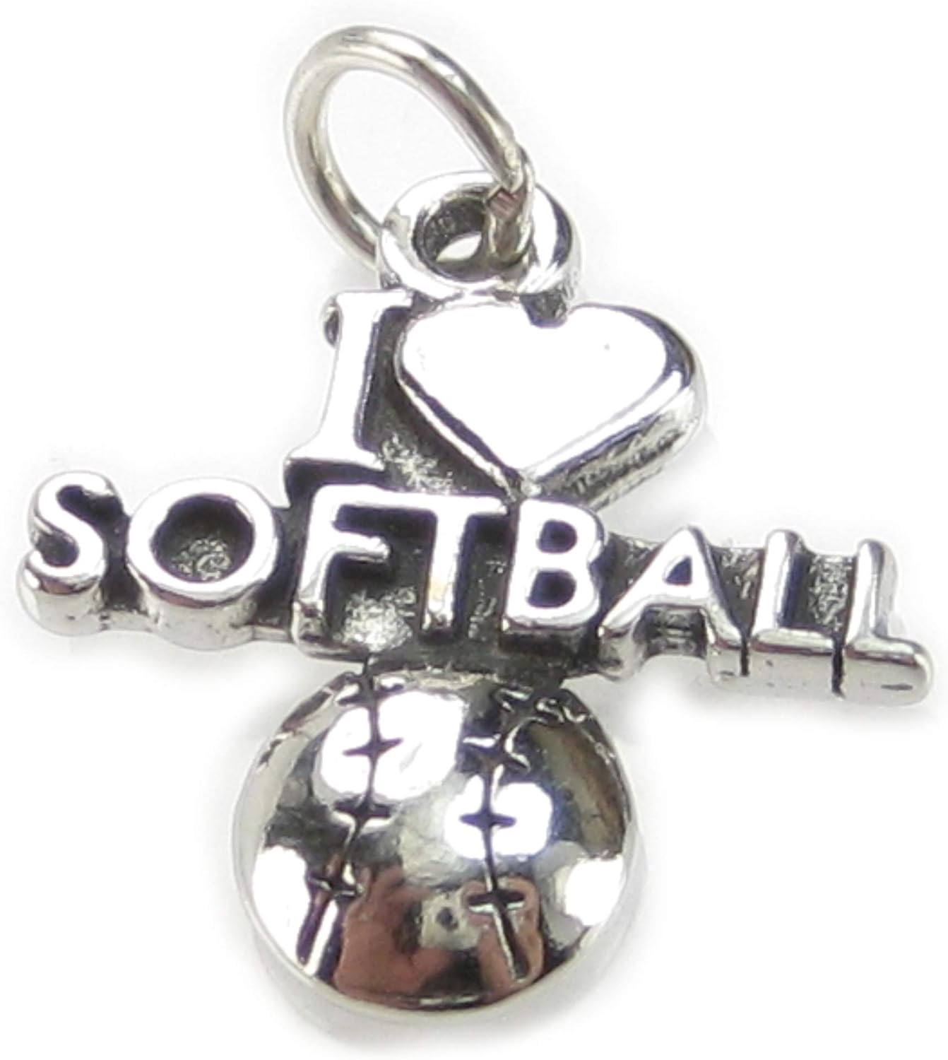 I Love Softball sterling silver charm .925 x 1 Soft Ball charms -SFP ...
