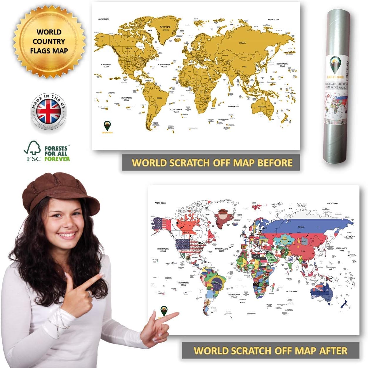 Global Walkabout Scratch Off Map with Flags background – Deluxe Travel ...