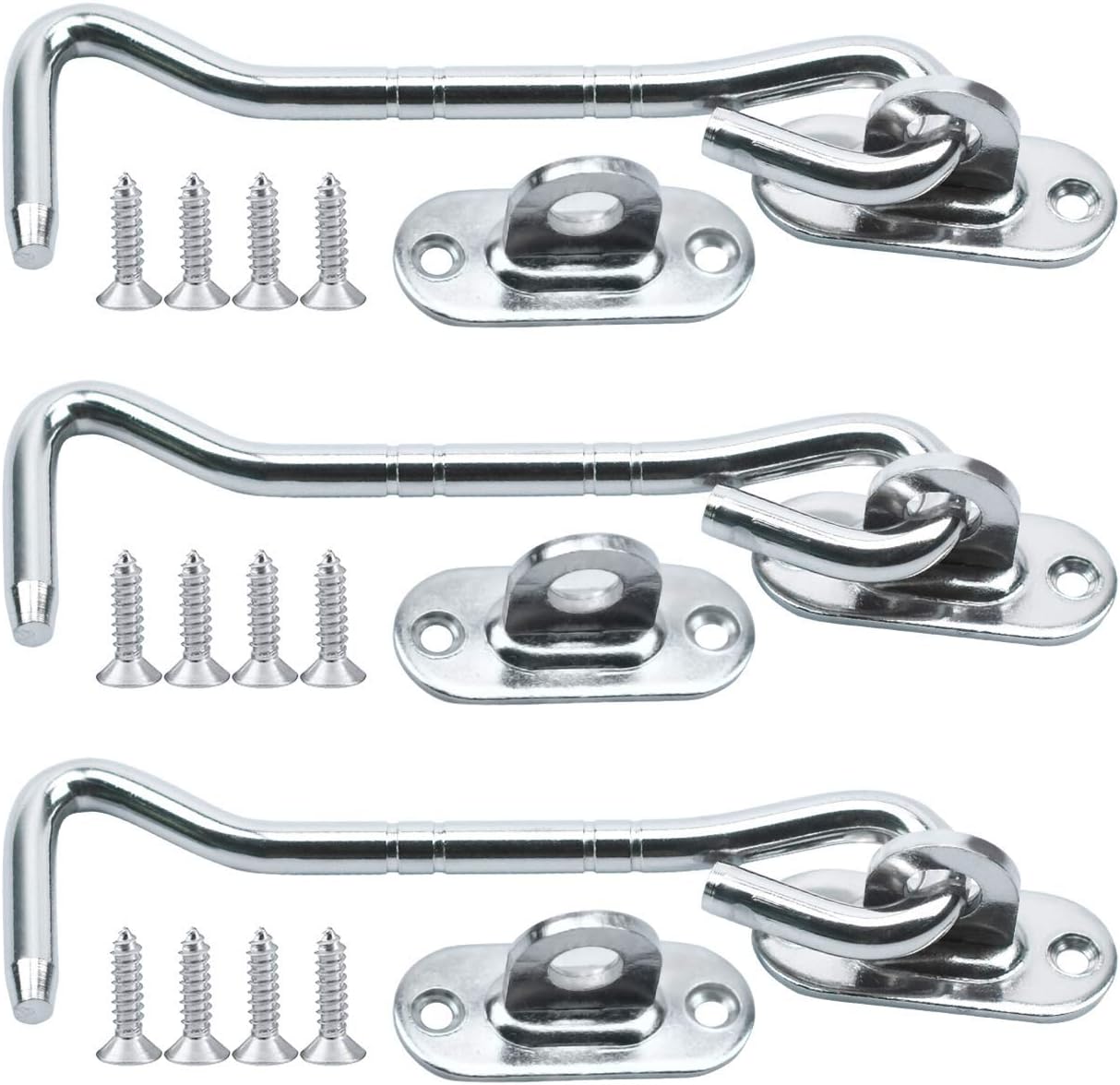 Door Hook Lock, 3 Pack 100mm Stainless Steel Barn Door Lock, Cabin ...