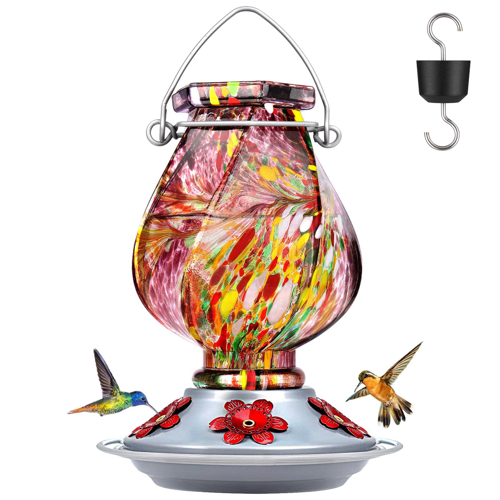 BOLITE Hummingbird Feeder, Hand Blown Glass Hummingbird Feeders for ...