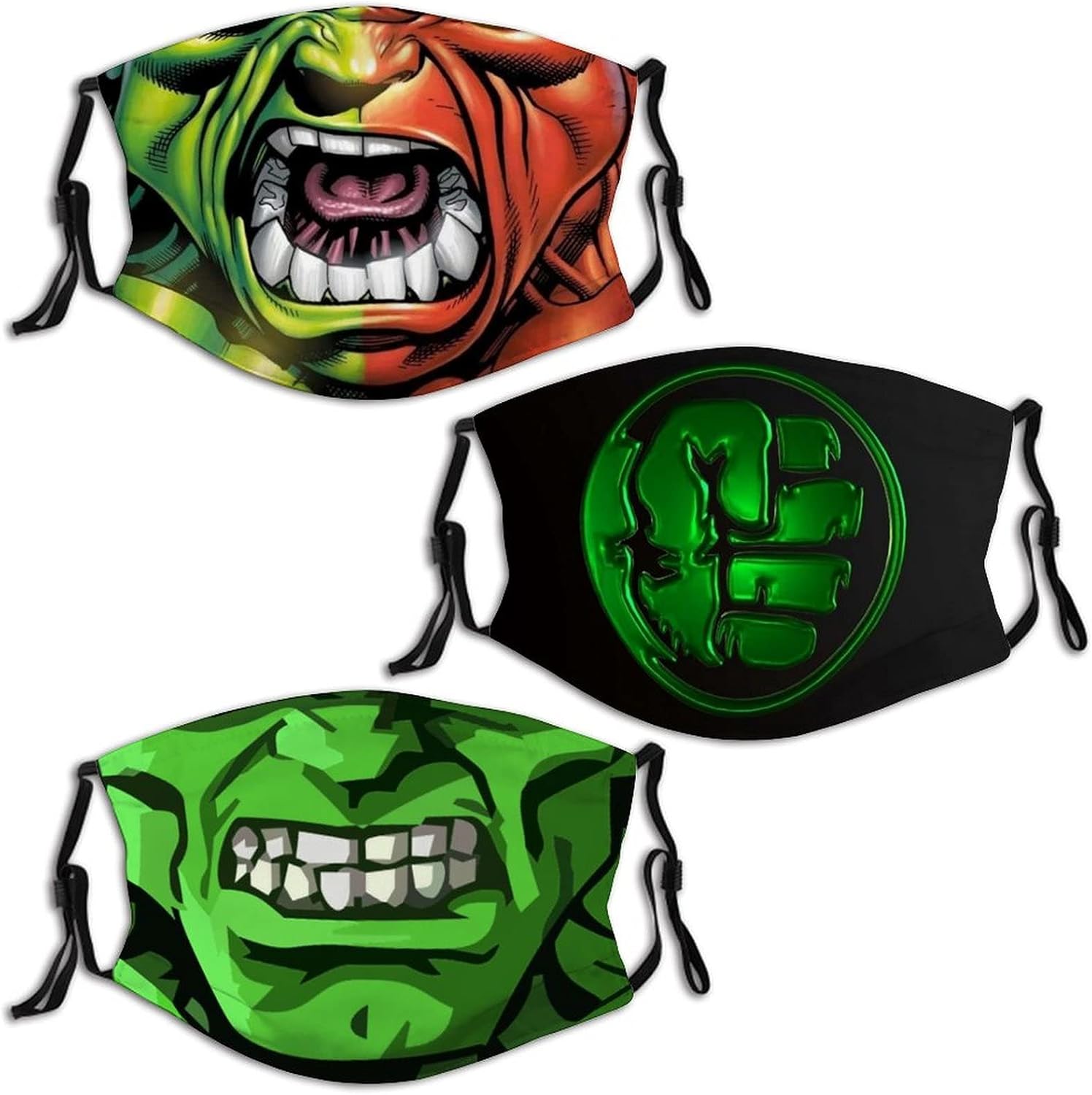 Superhero Hulk 3Pcs Face Masks Washable Reusable Face Coverings with ...