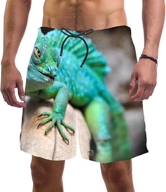 bm21S1HGJ Green Reptile Lizard Men's Beach Shorts Ladies Summer Beach ...
