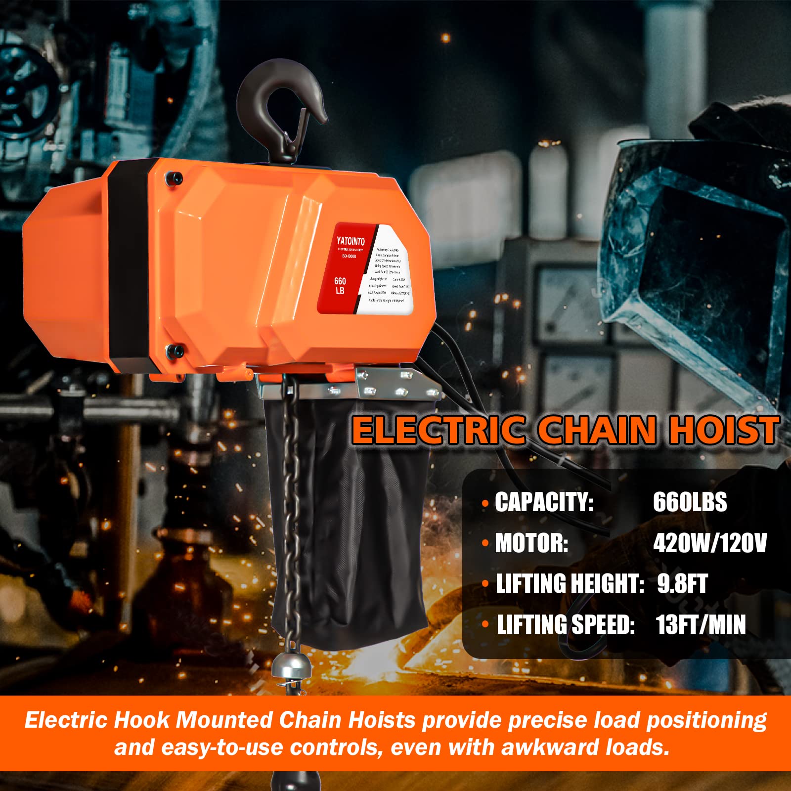 Mua 660LBS Electric Chain Hoist, 120V Winch with 5ft Wired Remote ...