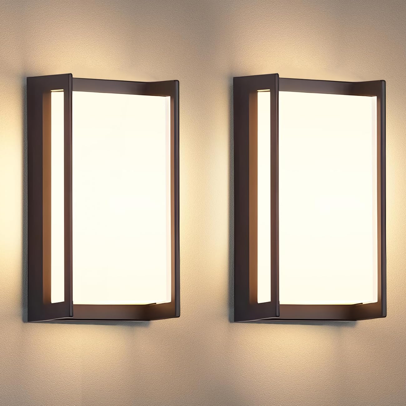 wowlite Modern Outdoor Wall Lights 2 Pack, LED Outdoor Sconce Lighting ...