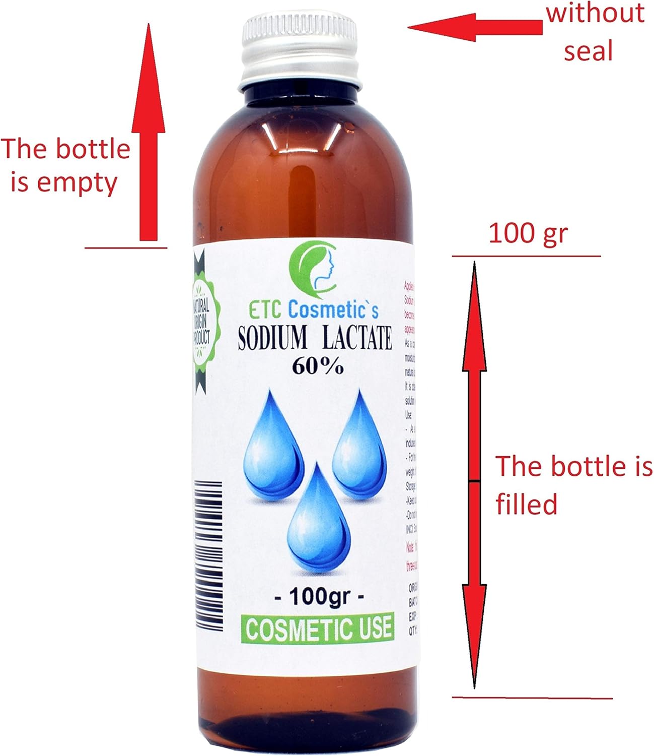 Sodium lactate 60% – 100 gr – Use For bar soaps, it helps to produce a ...