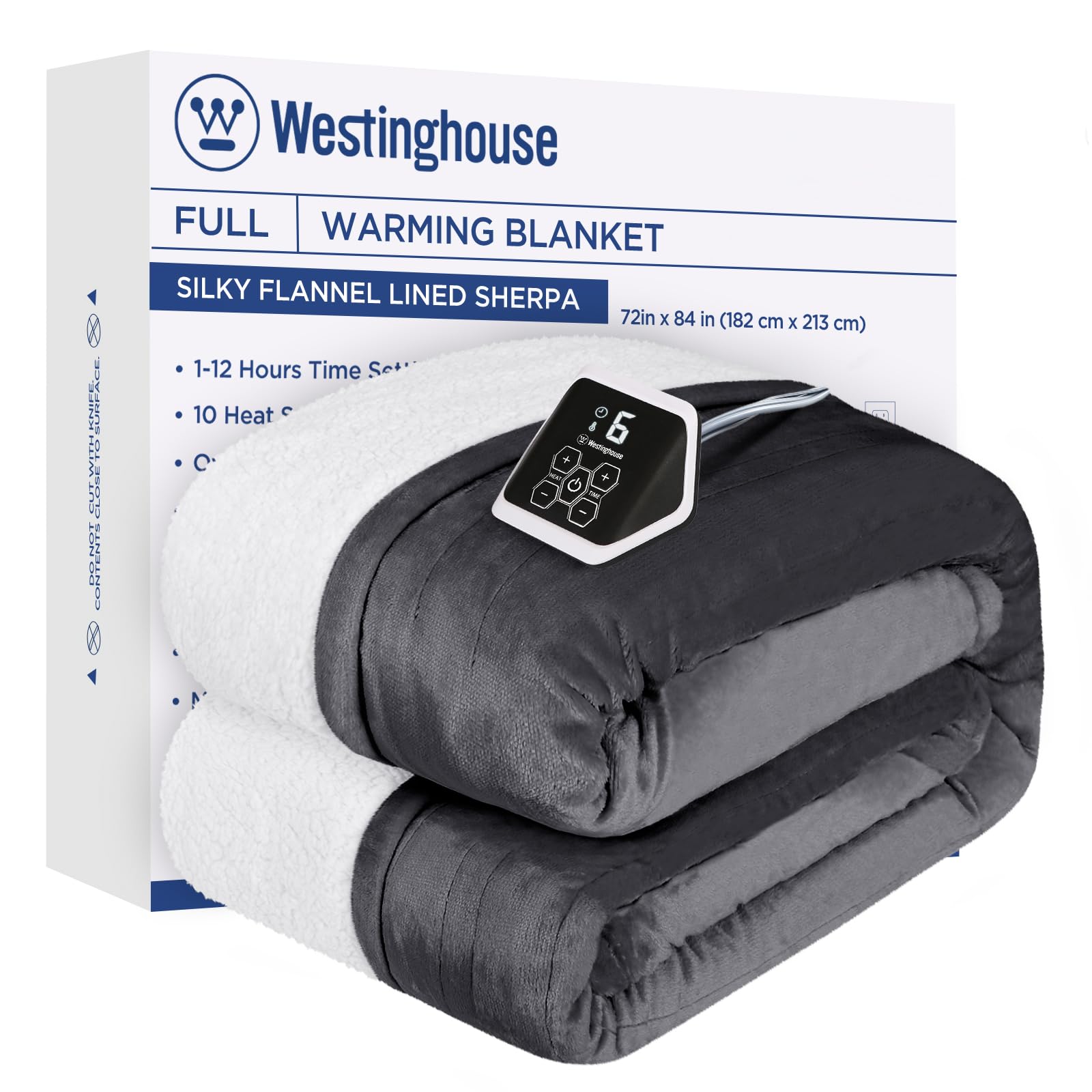 Westinghouse Heated Blanket Full Size, Soft Flannel to Sherpa Electric ...