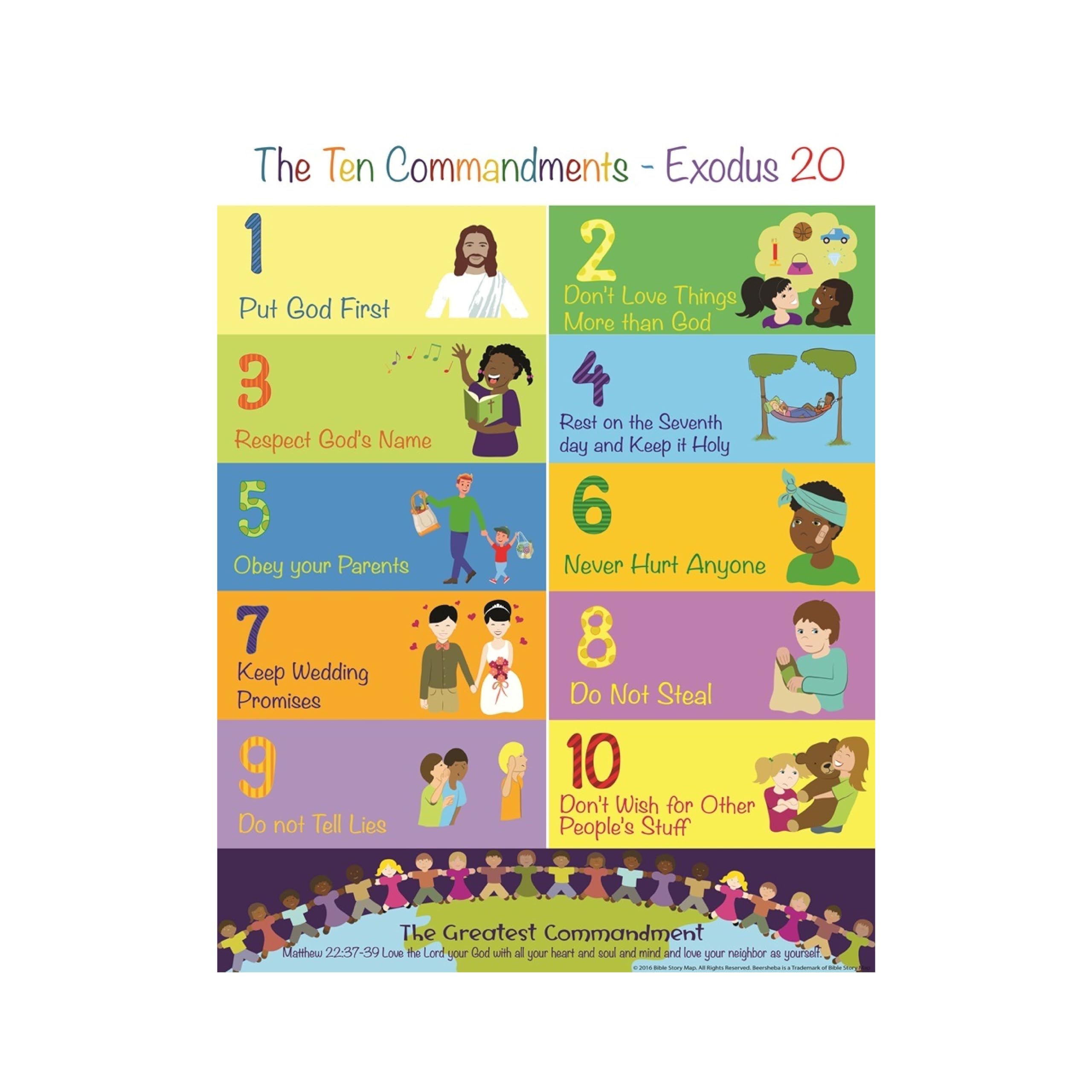The Ten Commandments Poster For Kids (1, 17" X 22) Bible Posters For ...