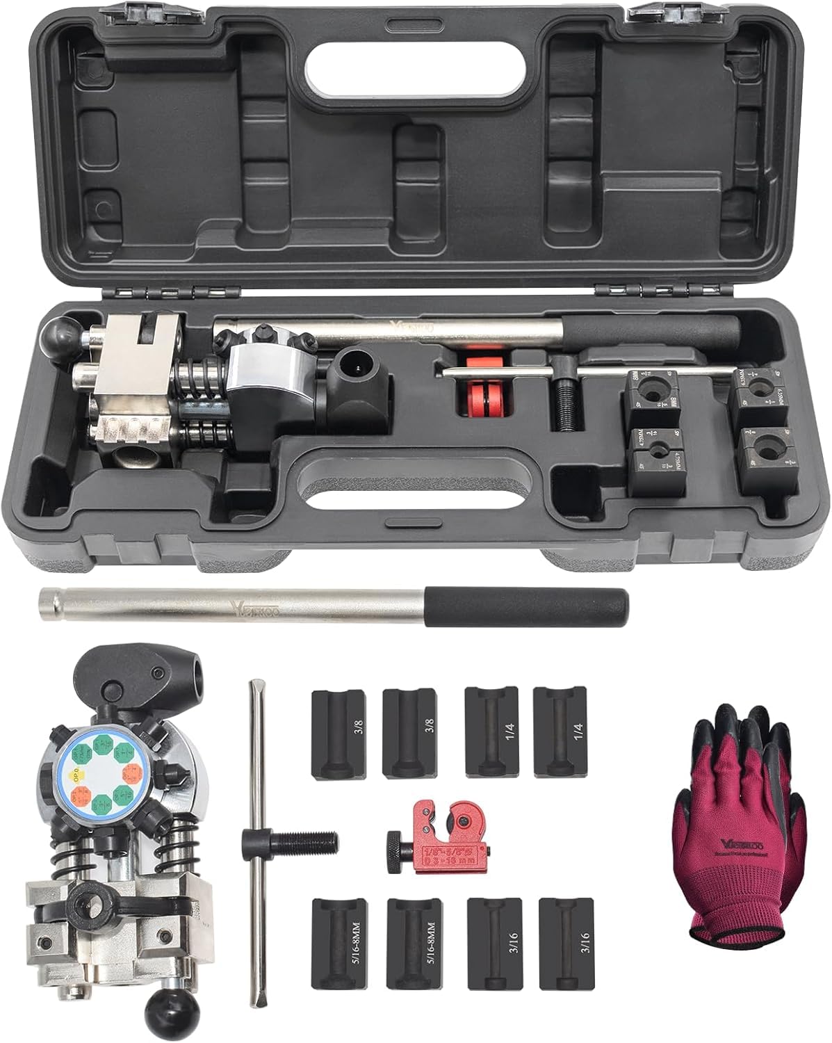 Yuesstloo Brake Line Flaring Tool Kit, 45 Degree Single, Double and ...