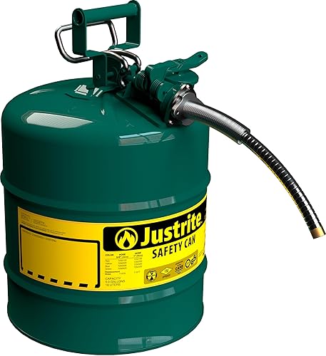 Justrite 5 Gallon Type II Green Safety Can for Oil with Flame Arrester ...