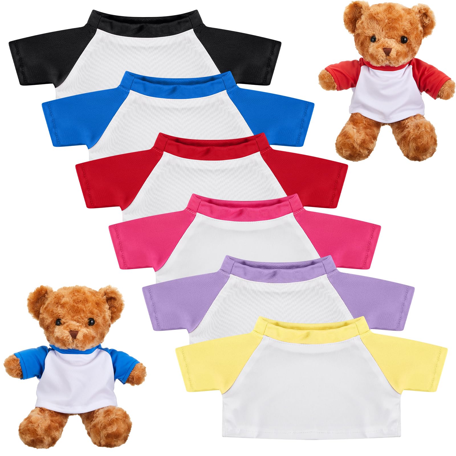 Civaner 6 Pcs Bear Shirts Bulk Stuffed Animal Clothes for Bears ...