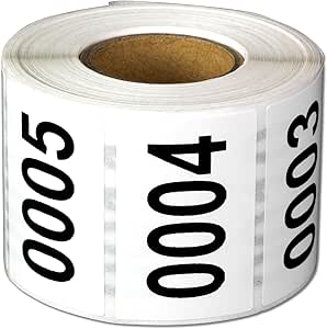 Amazon.com : Consecutively Numbered Labels [0001-1000] - 1.5"x1" Self ...