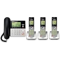 VTech CS6949-3 DECT 6.0 Corded/3-Cordless Telephone System, Black ...