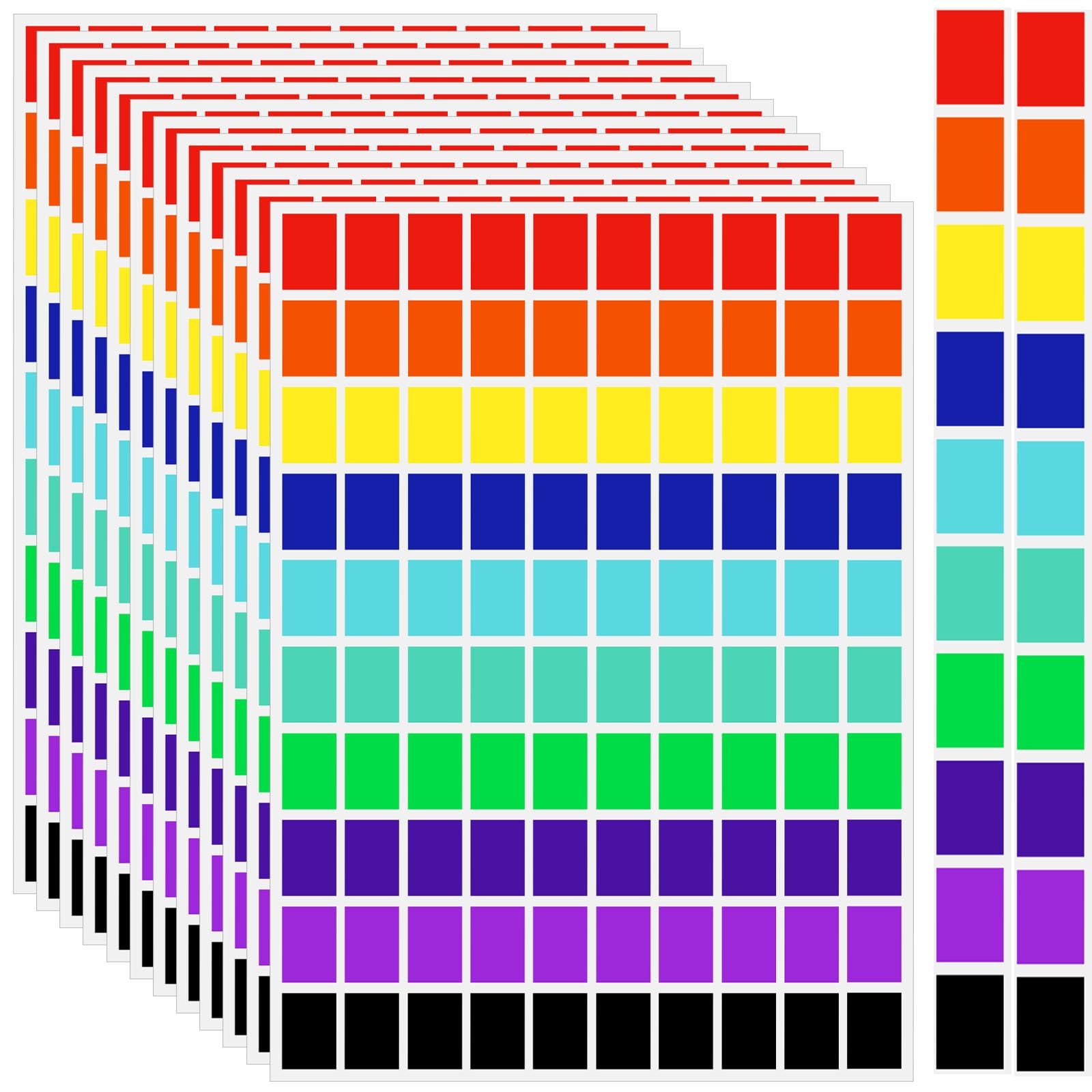 3000 PCS Rectangular Colored Labels Stickers 10 Style Color Coding ...