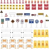 Amazon.com: 56Pcs Traffic Road Signs Playset Street Signs Mini Traffic ...