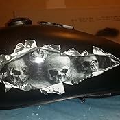 Amazon.com: Ripped / Torn Metal Look Decals With Gray Skulls: Automotive