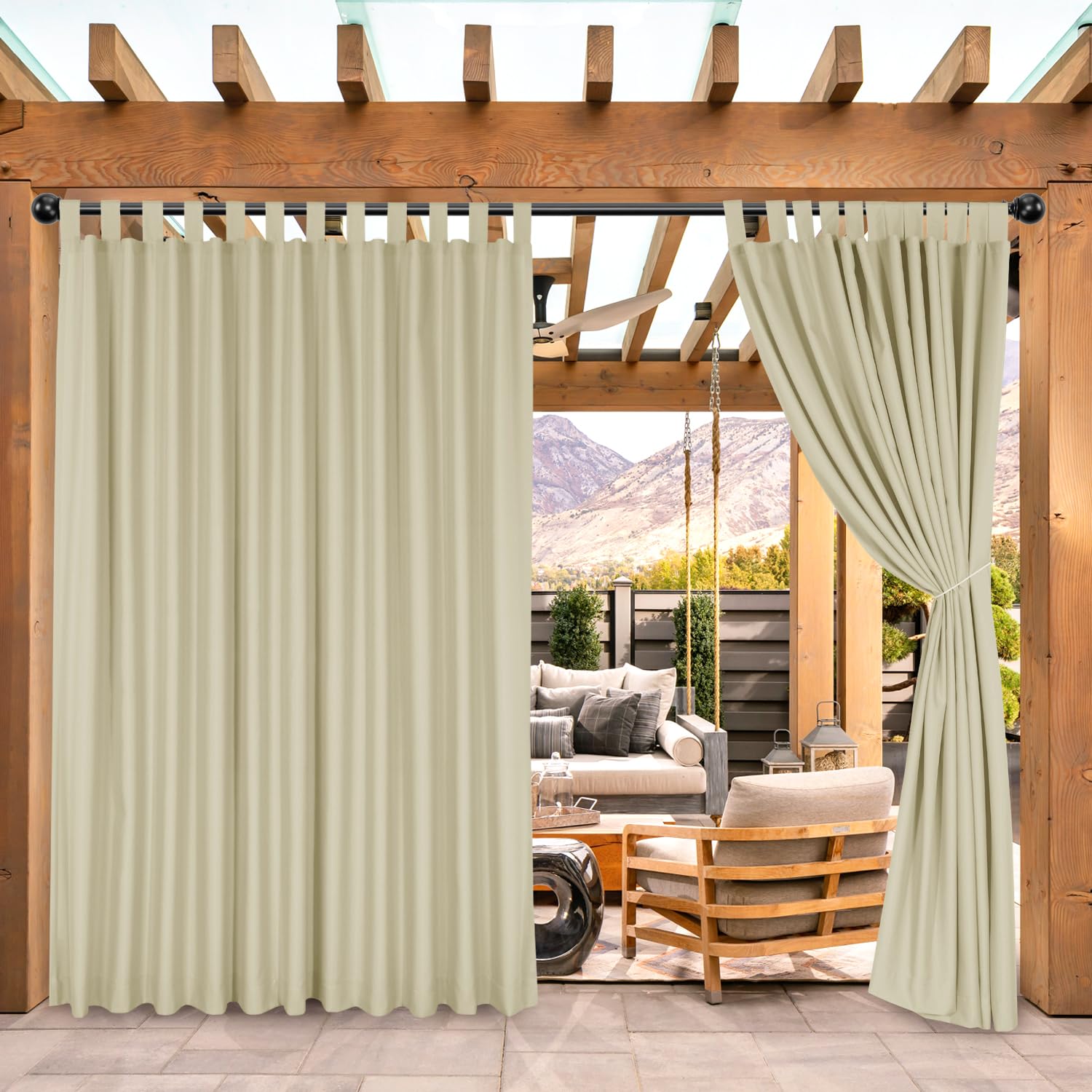 BONZER Waterproof Outdoor Curtains for Patio Porch Pergola Cabana ...