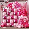 Amazon.com: Magenta Pink Flat Square Foil Balloons Backdrop With 145pcs ...