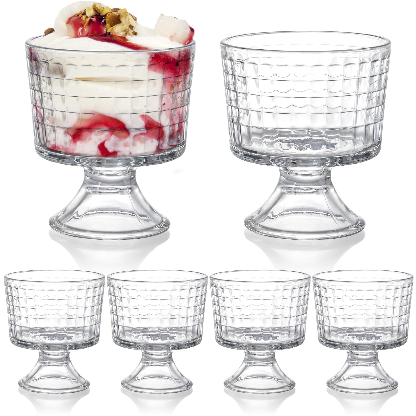 Peohud 6 Pack Glass Dessert Bowls, 10 Oz Footed Ice Cream Cups, Crystal ...