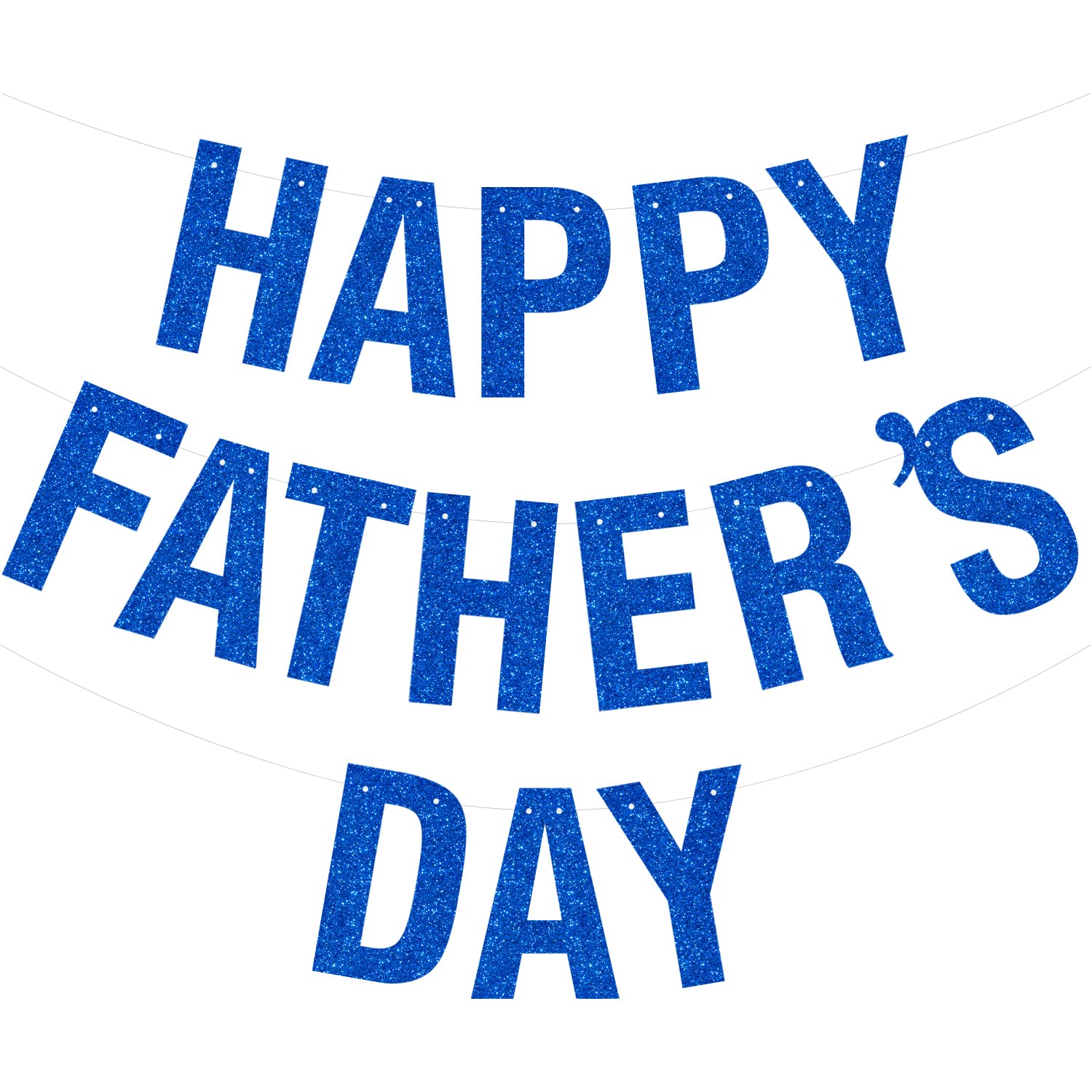 Happy Father's Day Glitter Blue Banner Bunting Banner for Dad Father's ...