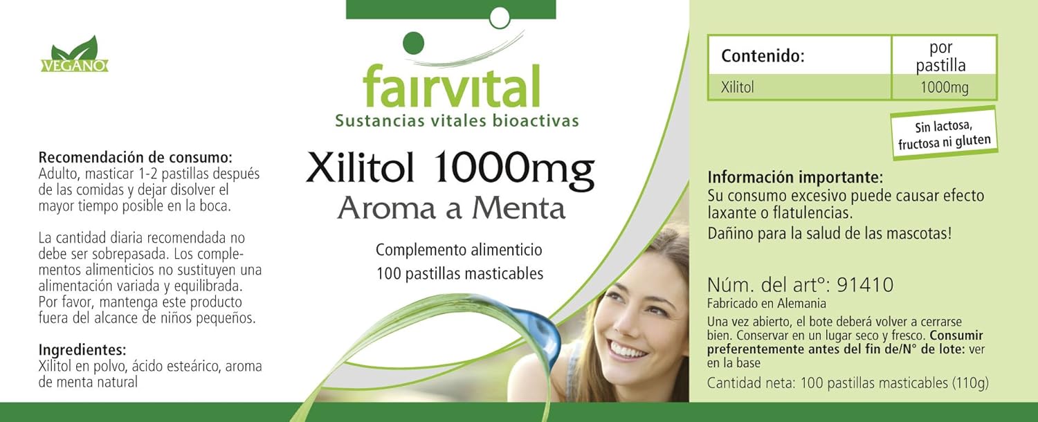 Xylitol 1000mg with Mint Flavor – Bulk Pack for 3 Months – Vegan – HIGH ...