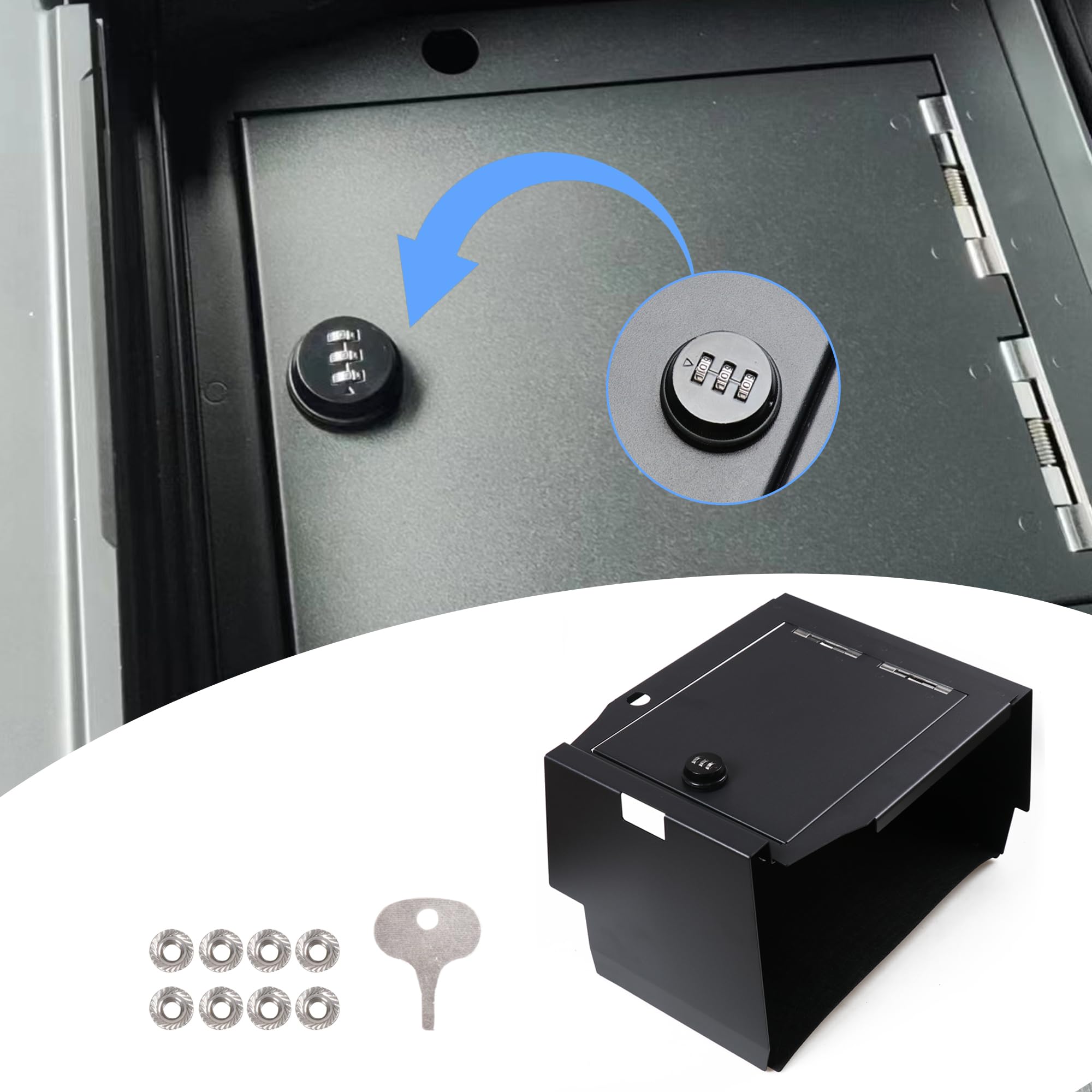 sukemichi Center Console Gun Storage Gun Safe Console Vault Lock Box ...