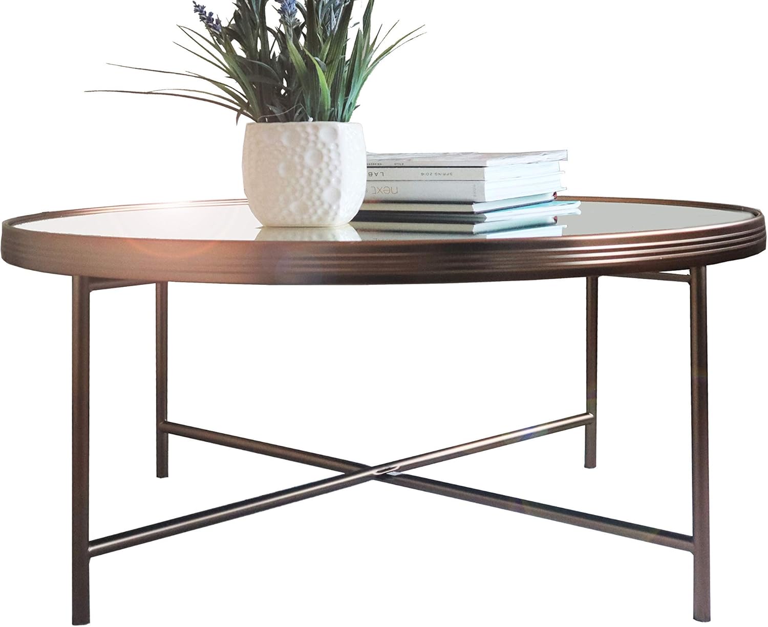 ASPECT Paloma Mirror Top Round Coffee Table (82.5 Dia x 40cm, Bronze ...