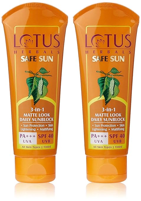 Buy Lotus Herbals Safe Sun 3 in 1 Matte Look Daily Sun Block Cream ...