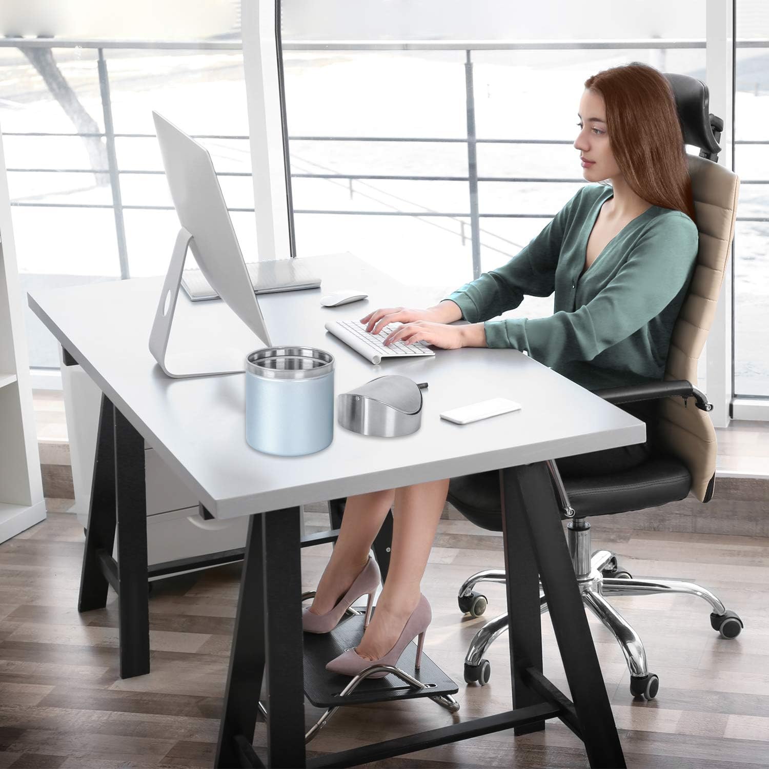 TWFRIC Mini Dustbin with Lid, Trash Can Small Desktop Bin Indoor ...