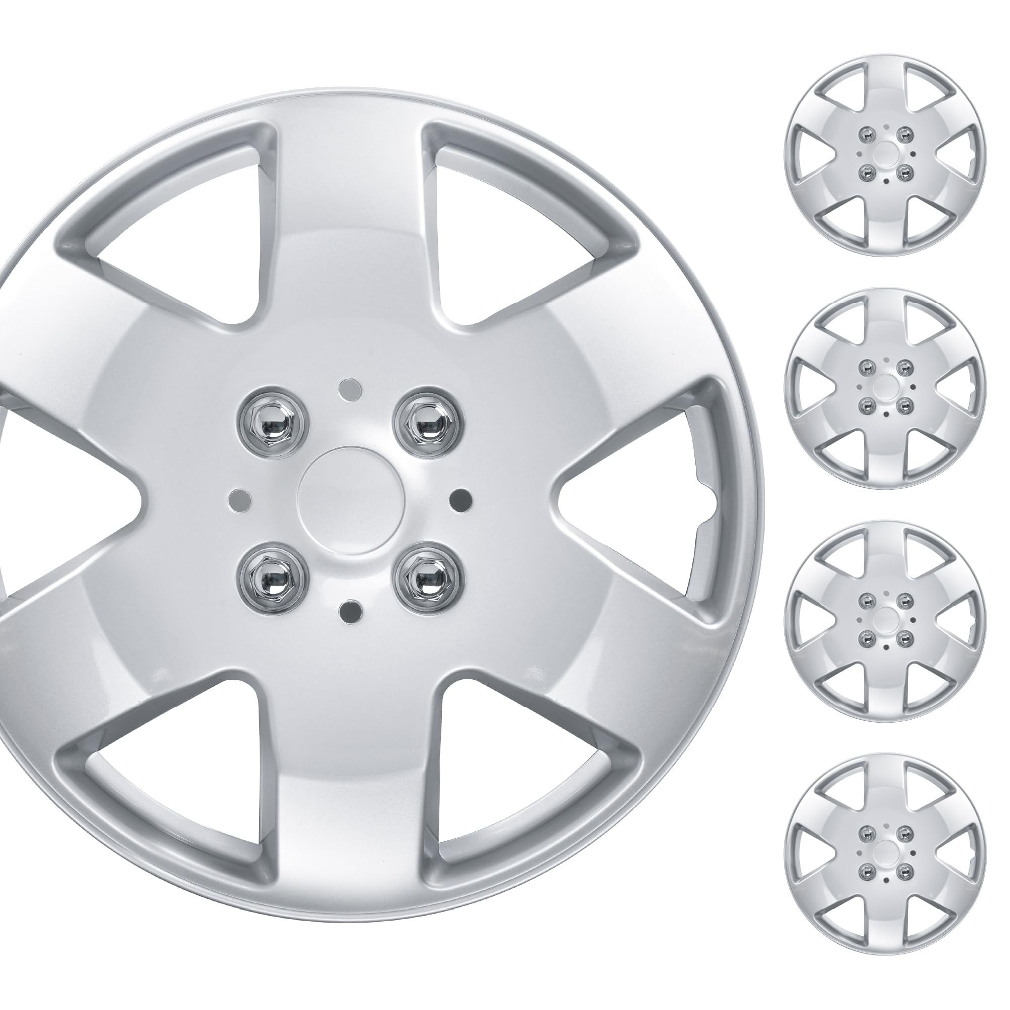 BDK KT-978-15 Silver 15 Inch Hubcaps Wheel Protection-4 Lug Nuts, OEM ...