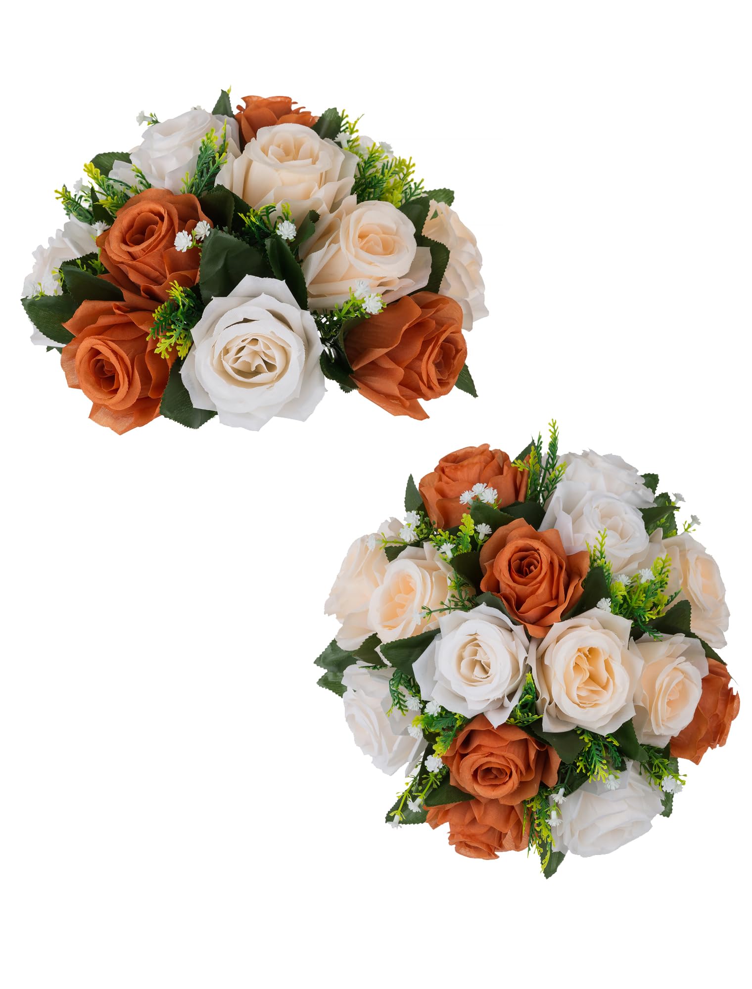 BLOSMON Flower Balls Wedding Rose Centerpieces 2 Pcs Terracotta Fake ...