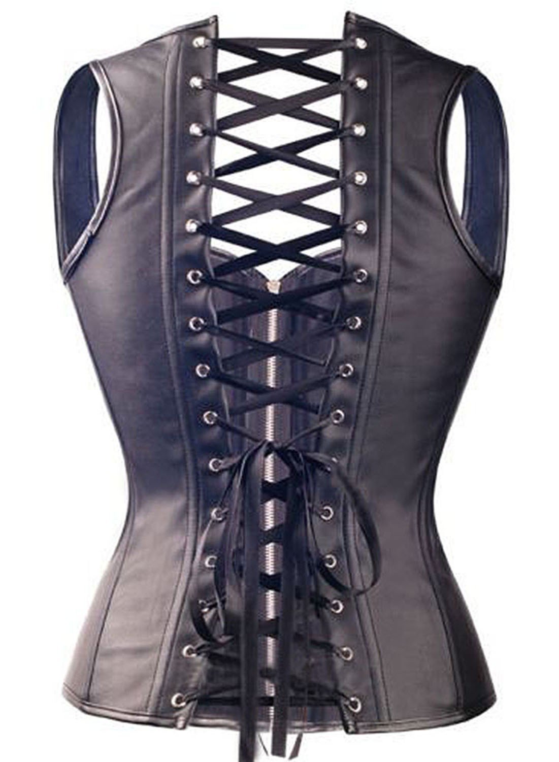 KIWI RATA Women’s Punk Rock Faux Leather Buckle-up Corset Bustier ...
