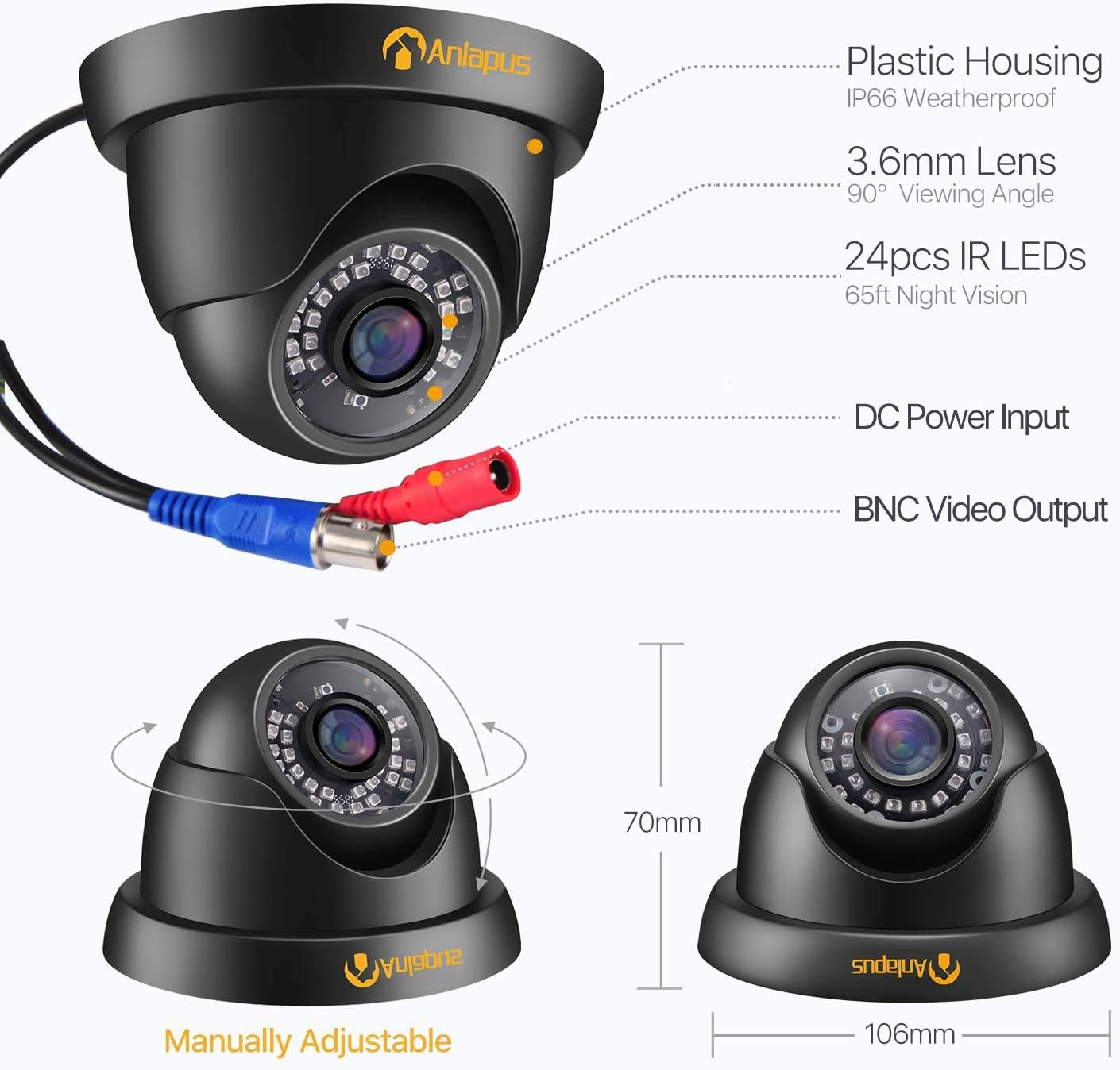 Anlapus H.265+ Home CCTV Security Camera Systems, 8CH 2MP Surveillance ...