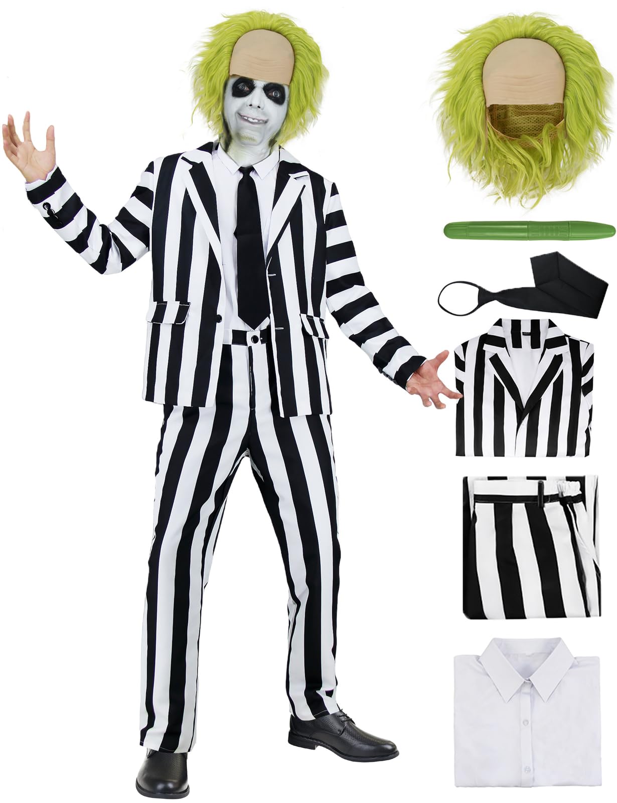 DIYLN Adult Black and White Striped Suit Men 80s Horror Comedy ...