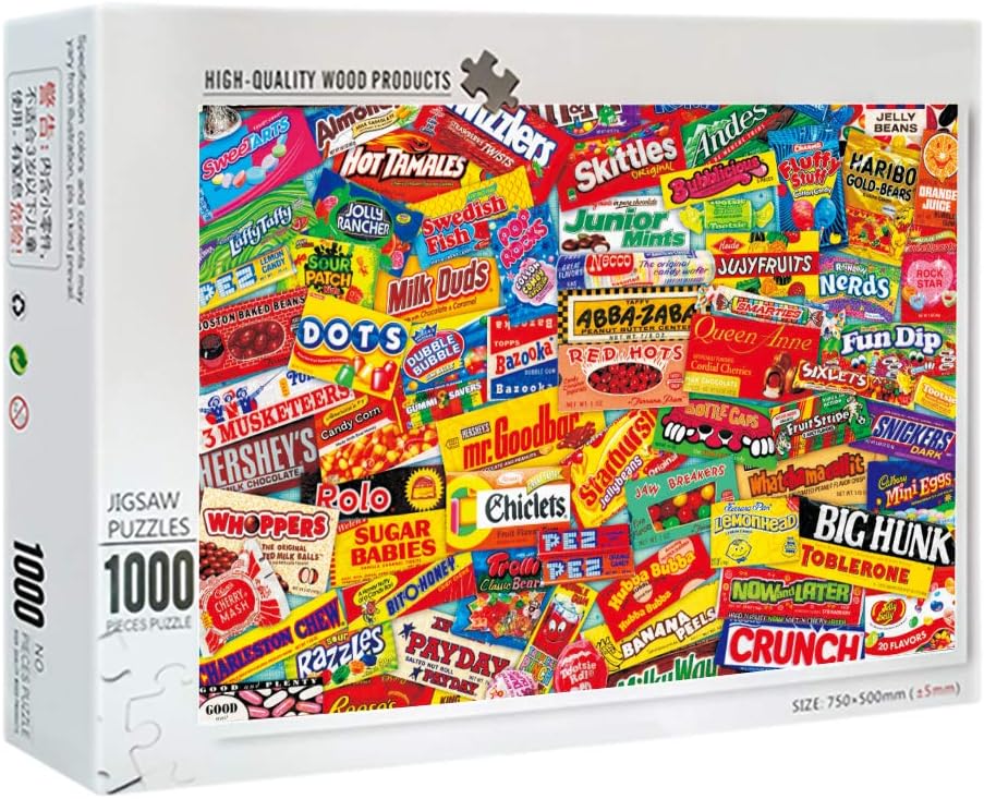 Amazon.com: MEIYIN 1000 Pieces Candy Puzzles Wooden Jigsaw Puzzles ...
