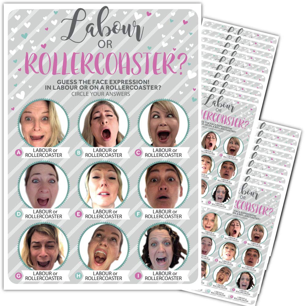 Buy 20 x (A5) Labour or Rollercoaster Baby Shower Game - Guess the face ...