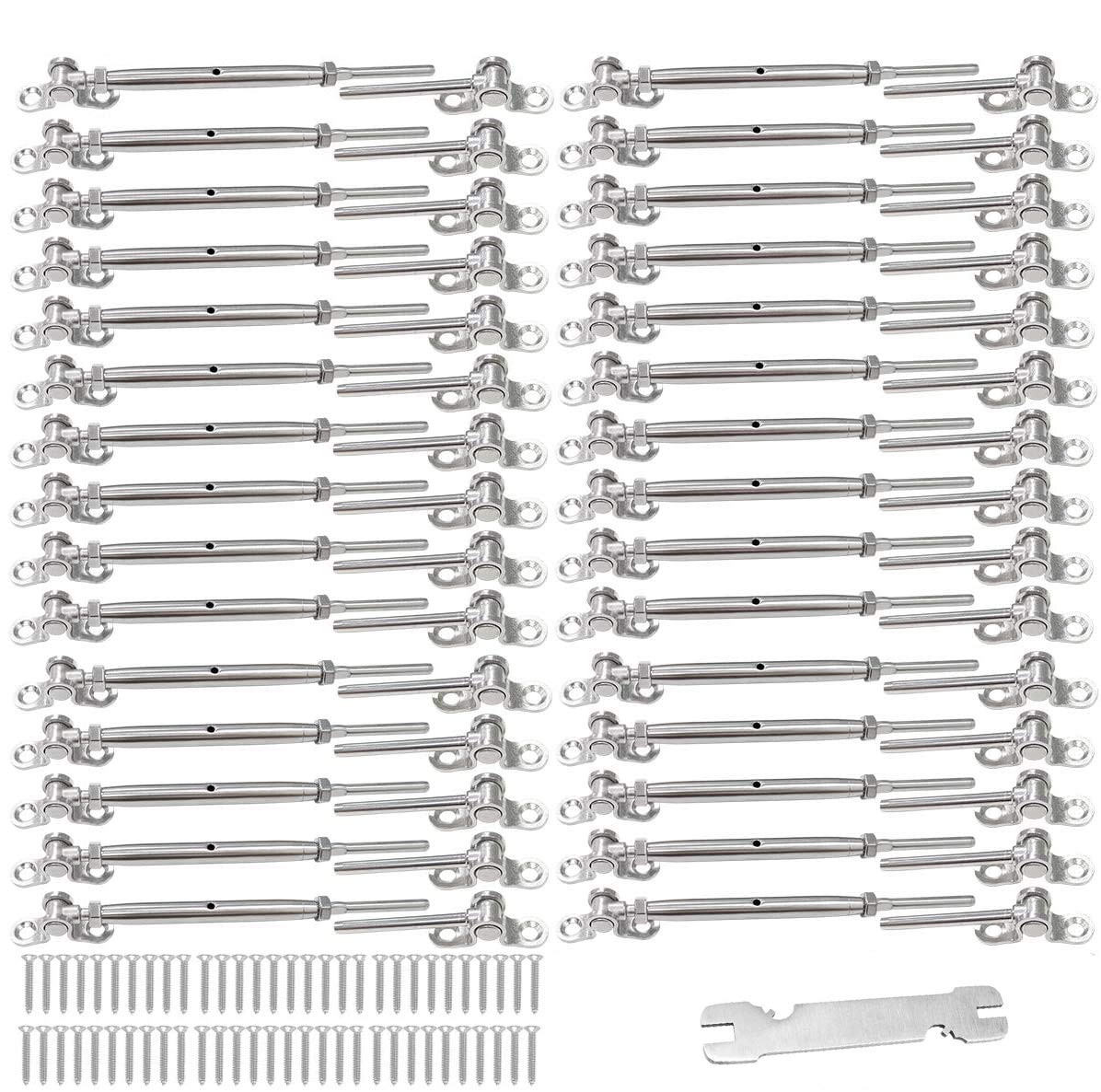 TooTaci 30 Pack Cable Railing Kits-Toggle Turnbuckle & End 180° Angle ...