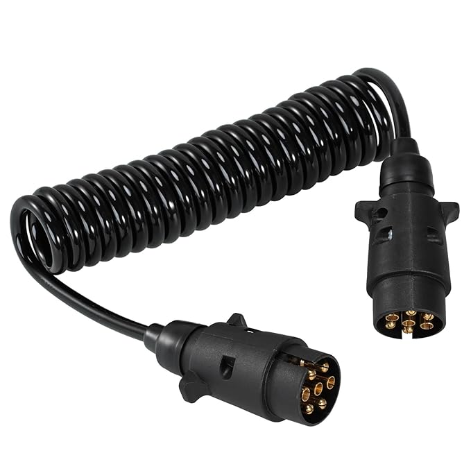 Voilamart 3M 12N Trailer Curly Extension Lead Cable for Lighting Boards ...