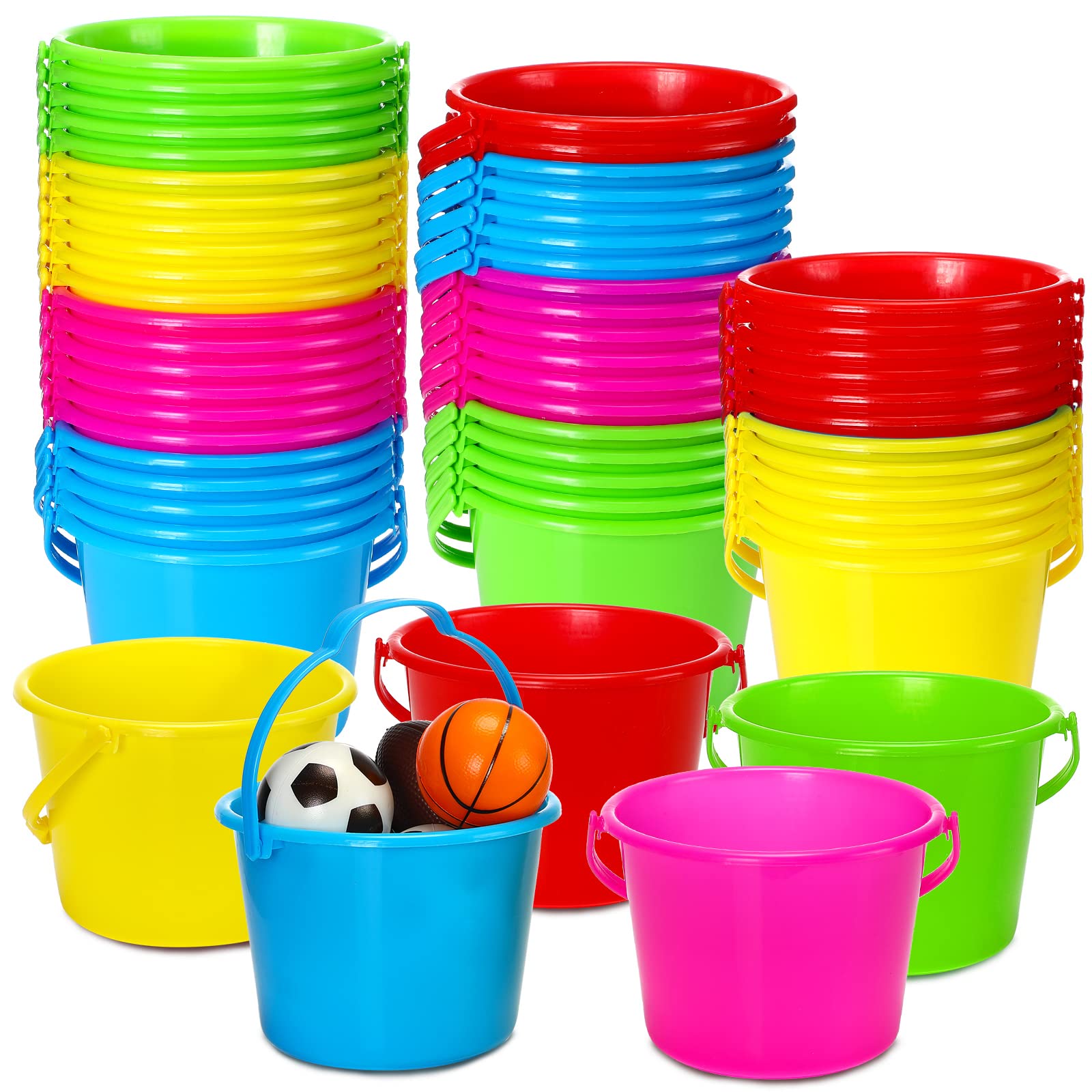 Mua Leitee 50 Pieces Mini Plastic Sand Bucket for Kids 6.3 Inch Colored ...
