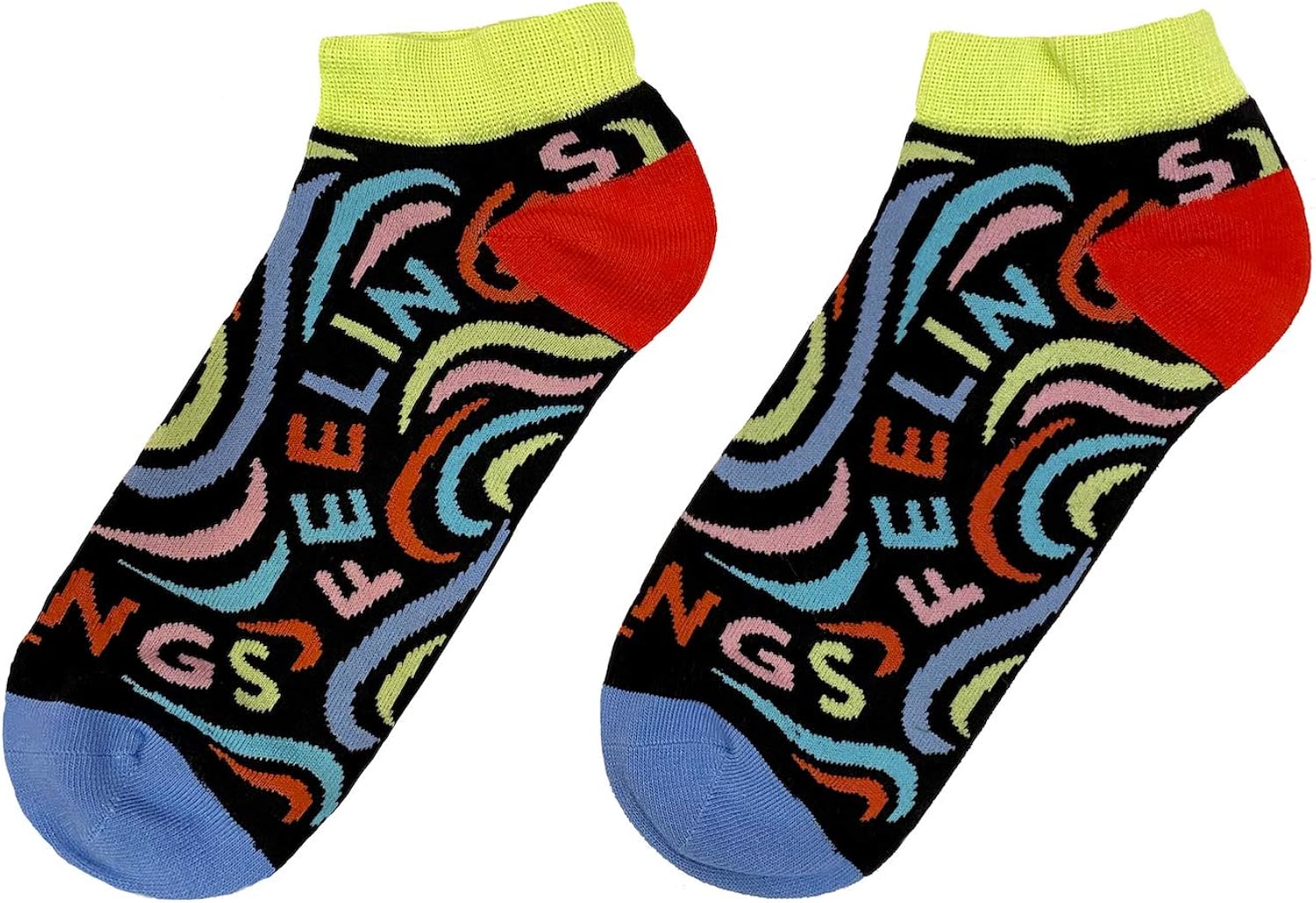 Dash of Pep Unisex Feelings Ankle Socks - Rainbow Multi Combed Cotton ...