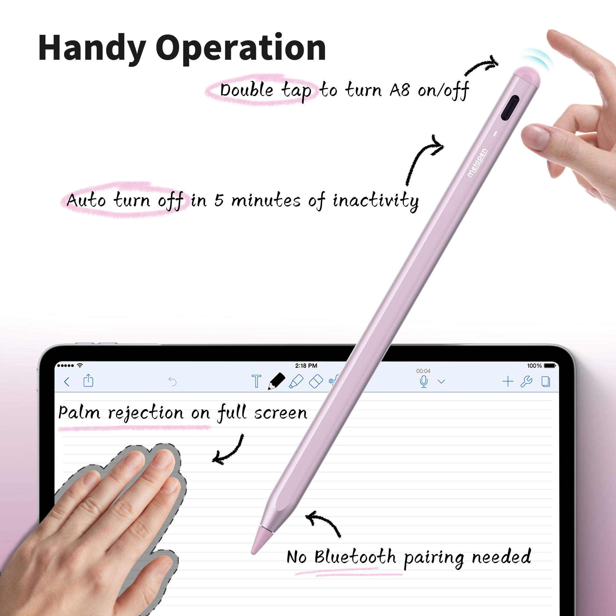 Mua Metapen Pencil A8 for Apple iPad 2018-2024, 2X Faster Charge, Tilt ...