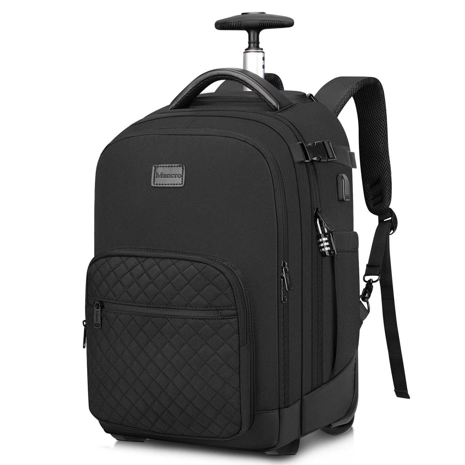 Mancro Rolling Backpack for Women & Men, 17 Inch Anti-Theft Wheeled ...