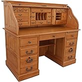 Amazon.com: Roll Top Desk Solid Oak Wood - 54 Inch Deluxe Executive ...